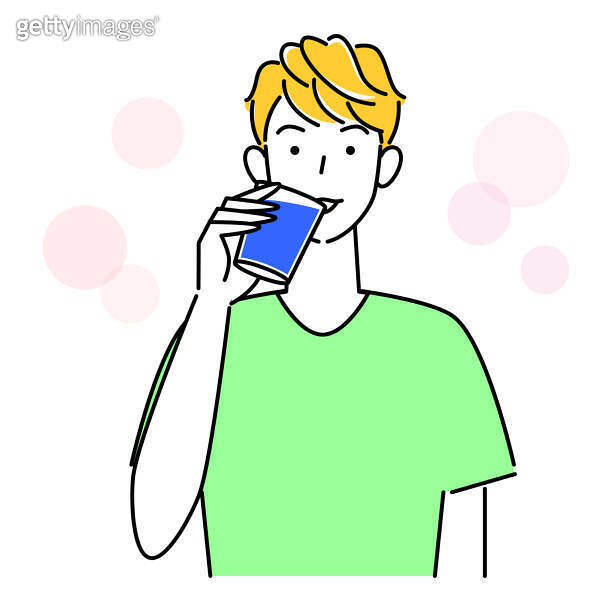 Heat Stroke Measures Cute man drinking water with glass cup for ...