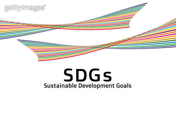 A simple greeting card. Sustainable Development Goals SDGs line art in ...