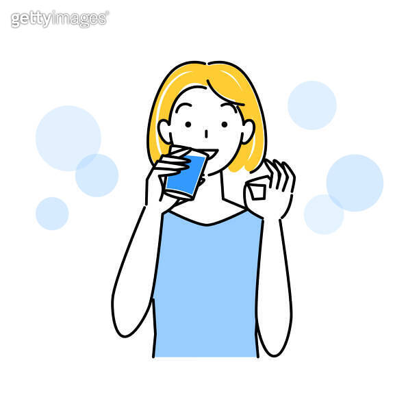 Heat Stroke Prevention Cute woman drinking water for hydration from ok ...