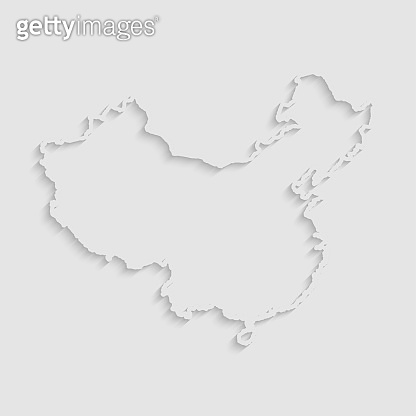 Vector outline map China with creative shadow (1336876618) - 게티이미지뱅크