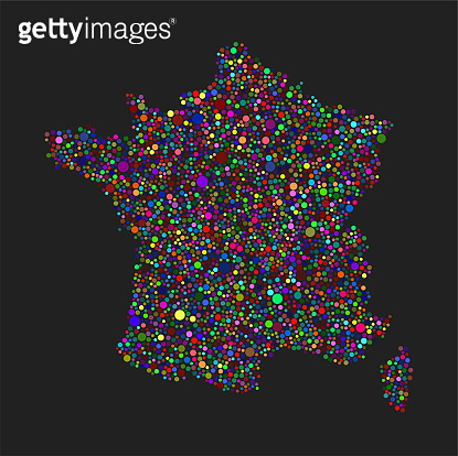 Creative map France from random color dots 이미지 (1347977822) - 게티이미지뱅크