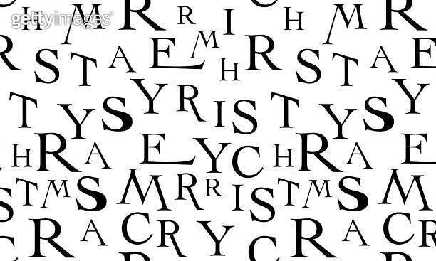 Merry Christmas lettering seamless pattern, letter repeating, black and ...