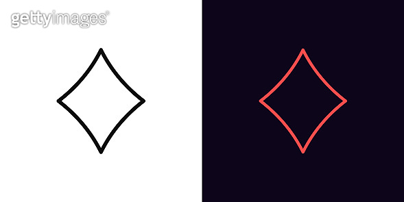 Outline diamond suit icon, with editable stroke. Linear diamonds sign ...