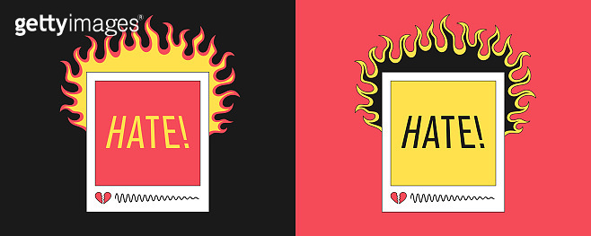Social media banner with fire and heading Hate. Abstract post template ...