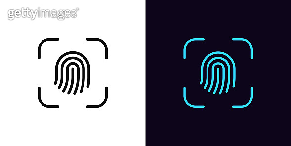 Outline fingerprint scanner icon, with editable stroke. Linear ...