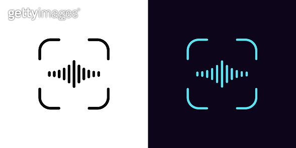 Outline voice identify icon, with editable stroke. Linear voice sign ...