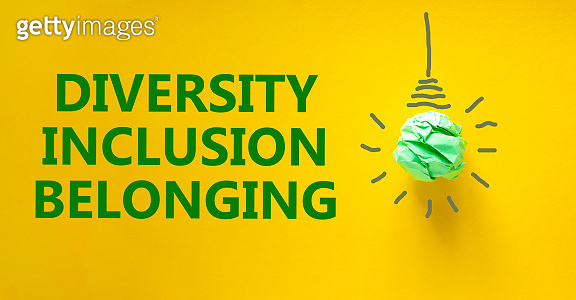 Diversity, inclusion, belonging symbol. Green shining light bulb icon ...