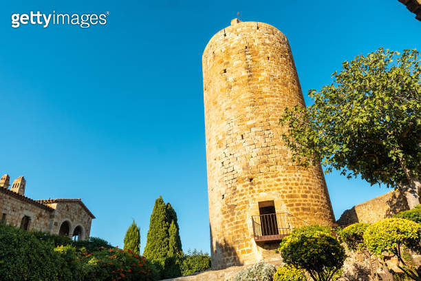 Torre de Pals medieval village, streets of the historic center at ...