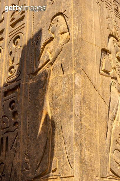 Detail of beautiful natural light on an ancient egyptian drawings ...