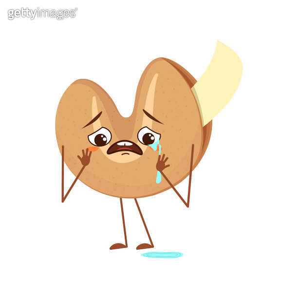 Chinese fortune cookies characters with crying and tears emotions, face ...