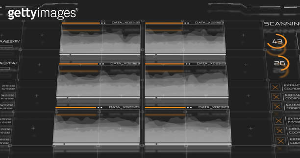 Computer futuristic digital software HUD interface with a machine ...