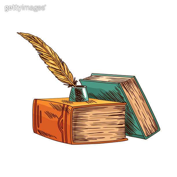 Old book. Vector old note paper with vintage antique quill. Ancient ...