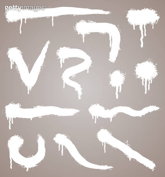 Vector spray paint shapes in white. Graffiti stencil template or paint ...