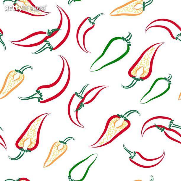 Abstract contours of chili peppers on a white background.Vector ...