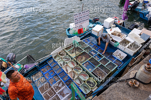 Floating Seafood Market in Sai Kung Fishing Village, New Territories ...