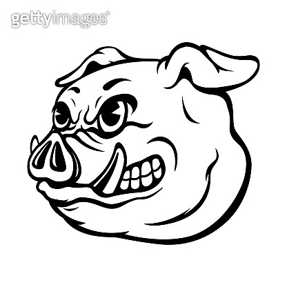 Pig head mascot. Angry swine logo. Hog vector illustration (1354818389 ...