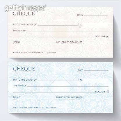 Check, Cheque (Cheque book template). Guilloche pattern with abstract ...