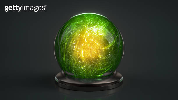 Green crystal glass magic ball 3D render 이미지 (1348881098) - 게티이미지뱅크