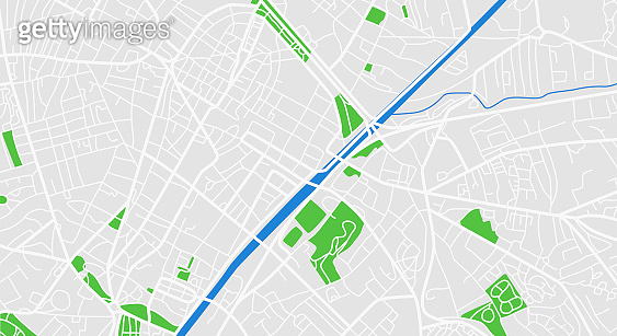 City map. Town streets with park and river. Downtown gps navigation ...