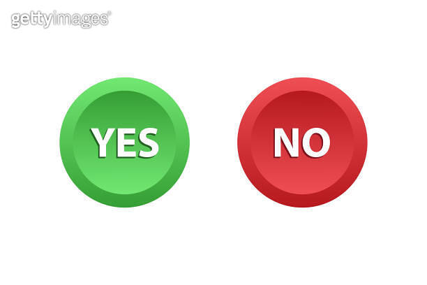 Circle symbols green YES and red NO button for vote, decision, web ...