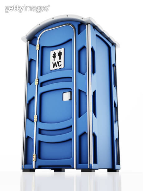 Portable blue plastic toilet isolated on white. 이미지 (1333157833) - 게티이미지뱅크