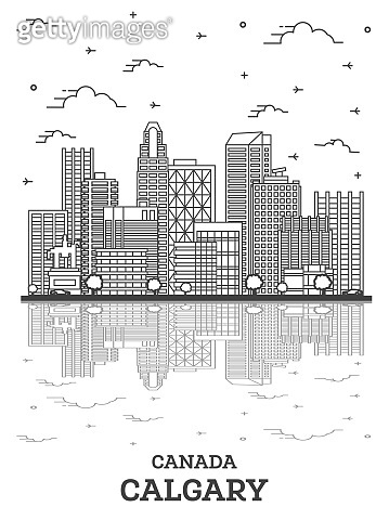 Outline Calgary Canada City Skyline with Modern Buildings and ...