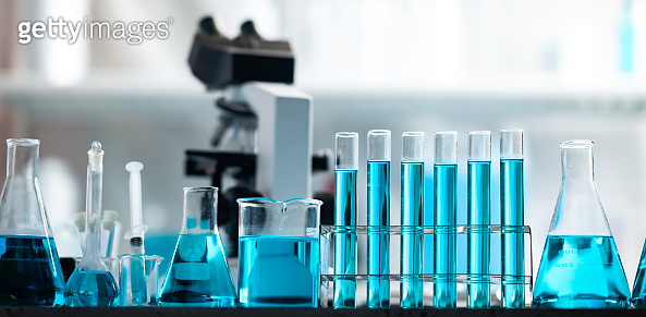 Chemistry laboratory glassware, science laboratory research and ...