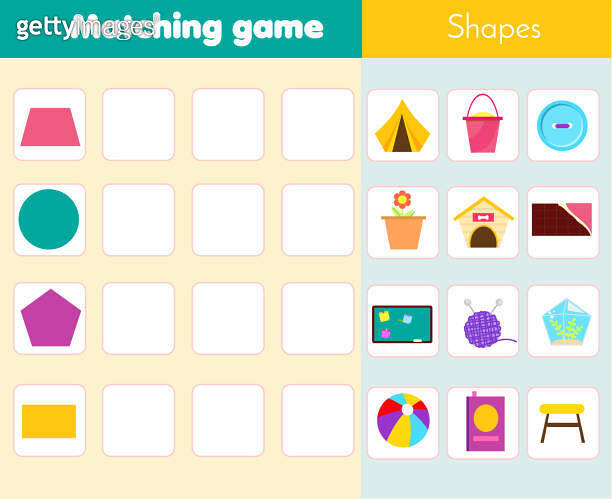 Matching children educational game. Match objects and shapes. Activity ...