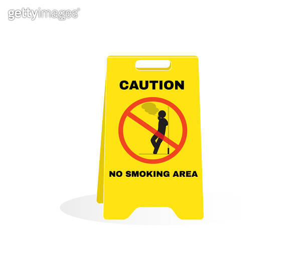 Accident Prevention signs, CAUTION board with message NO SMOKING AREA ...