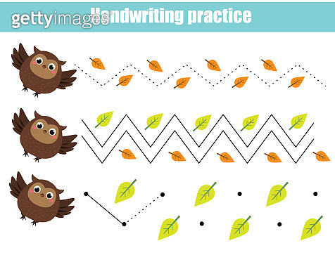 Owl fly. Handwriting practice sheet. Educational children game. Tracing ...