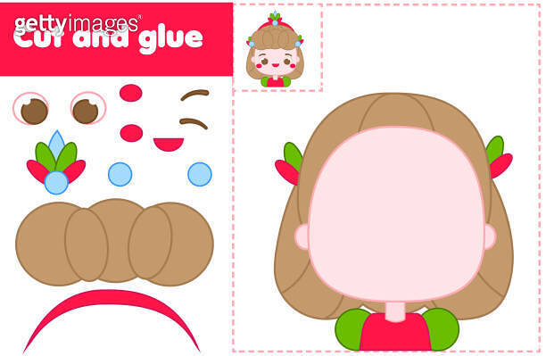 Cut and paste children educational game. Paper cutting activity. Make a ...