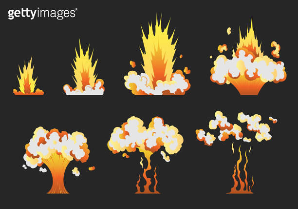 Animation for game of the explosion effect in separate frames. Cartoon ...