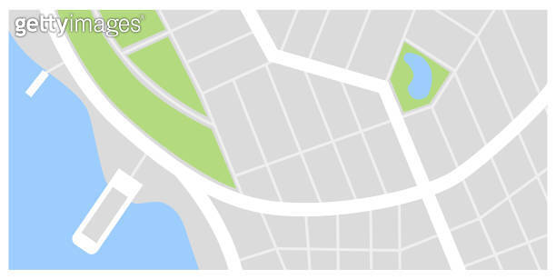 City map. Town streets with green line park and river. Downtown gps ...