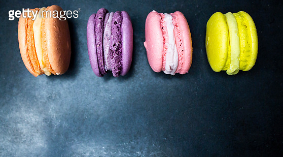 Colorful macaroon. Macaroon cakes. Assorted macaroon . Delicious ...