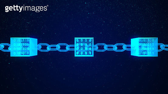 4K Block chain concept zoom out loopable. Chain consists of network ...