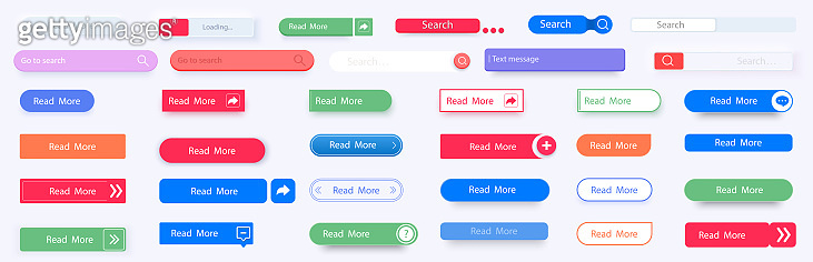 Set of vector modern material style buttons. Search bar. Neumorphism ...
