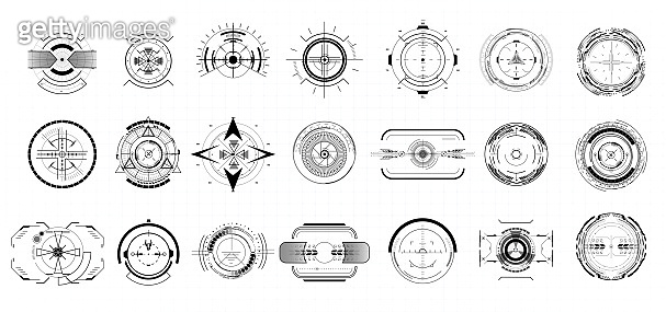 Sniper aim pointer. UI, HUD technology aiming, weapon military ...