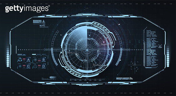 Abstract virtual graphic touch user interface. Sky-fi helmet with ...