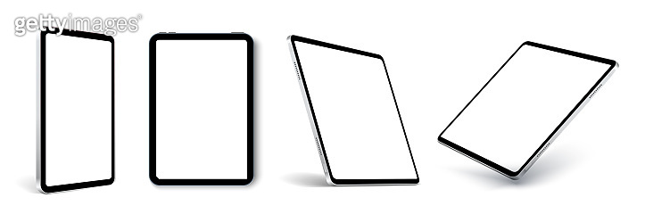 Tablet frame less blank screen, rotated position. Tablet from different ...