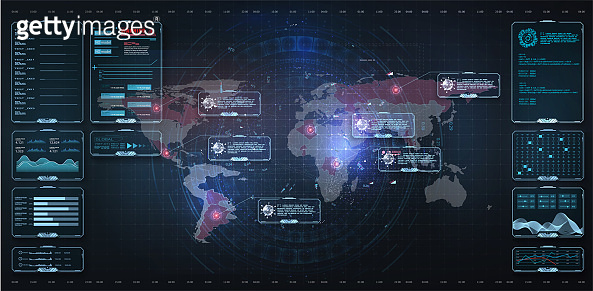 HUD, GUI. Hi-tech futuristic display. Tech and science, analysis theme ...