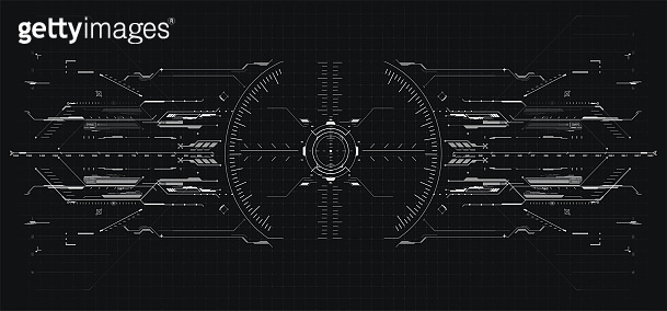 HUD, GUI, FUI Modern Aiming System with Device tilt level. Futuristic ...