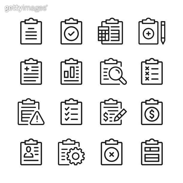 Clipboard line icons set. Modern graphic design. Thin line concepts. Simple linear outline ...