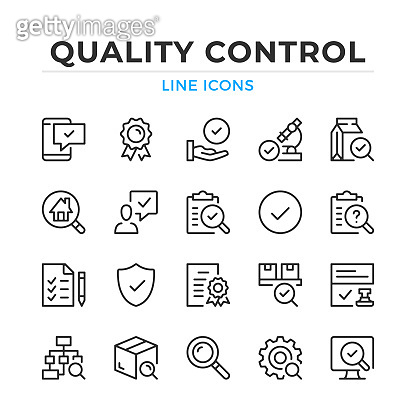 Quality control line icons set. Check marks, checkmarks, tick ...