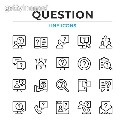 Question line icons set. Modern outline elements, graphic design concepts. Stroke, linear style ...