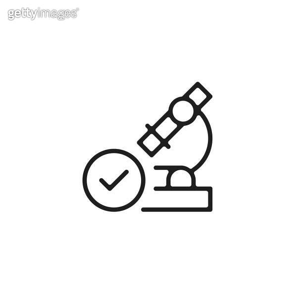 Microscope and check mark icon. Clinically tested, lab tested ...