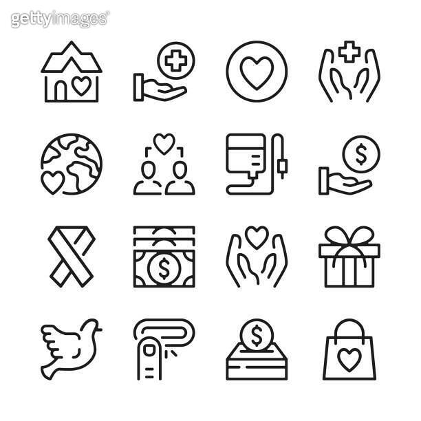 Charity line icons set. Modern graphic design. Thin line concepts. Simple linear outline ...