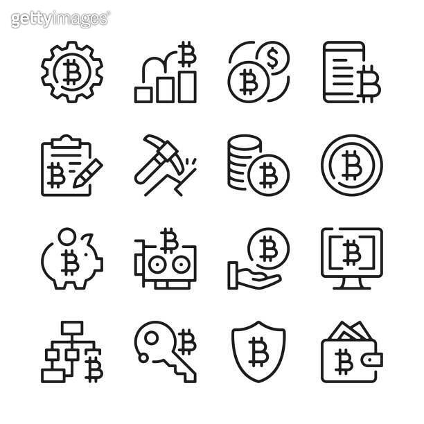 Bitcoin line icons set. Modern graphic design. Thin line concepts. Simple linear outline ...