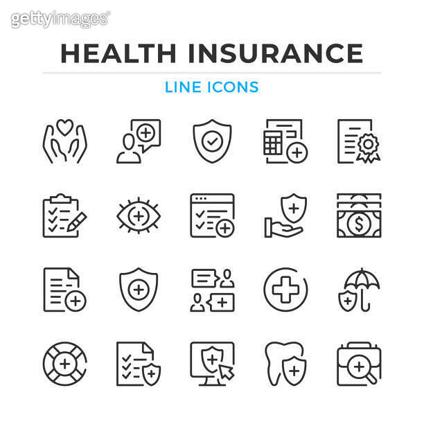 Health insurance line icons set. Modern outline elements, graphic design concepts. Stroke ...