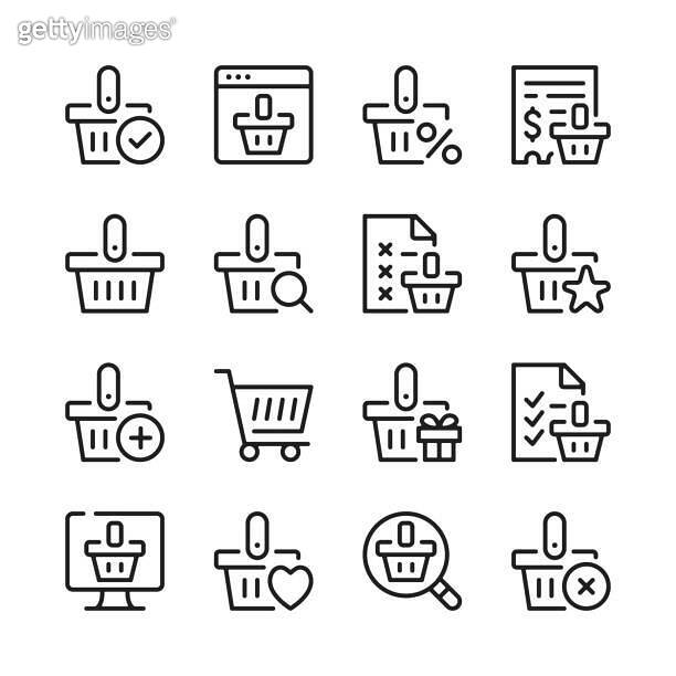 Shopping basket line icons set. Modern graphic design. Thin line concepts. Simple linear outline ...