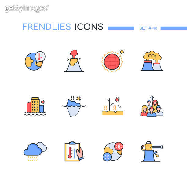 Climate change - modern line design style icons set 이미지 (1299982255 ...